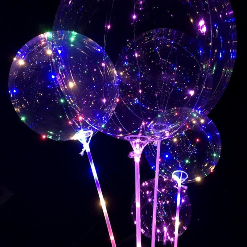 Luminous LED Balloon Transparent Colored Flashing Lighting Balloons ...