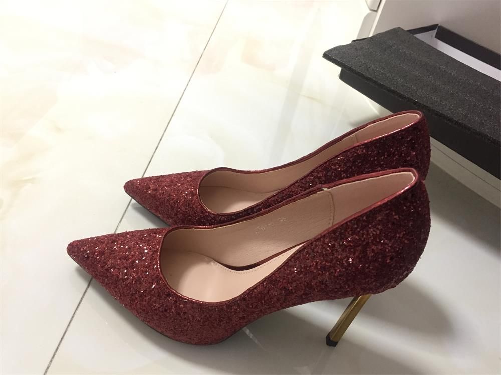 Fashion Sequin Wedding Shoes 4 Inch High Heels Designer Bridal Shoes ...
