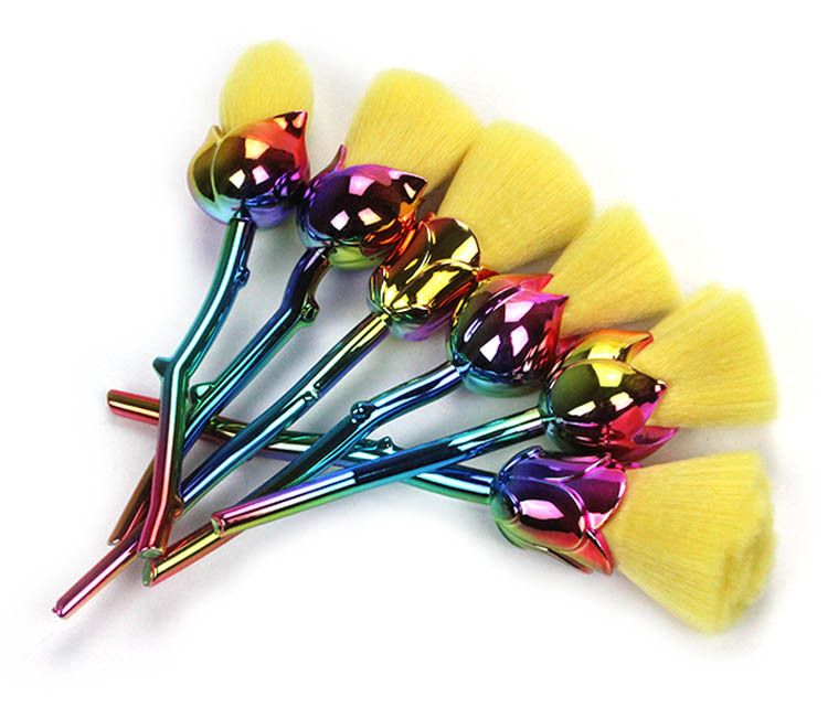 Rose Flower Makeup Brush Set Powder Foundation Blush Brush Soft Rose ...