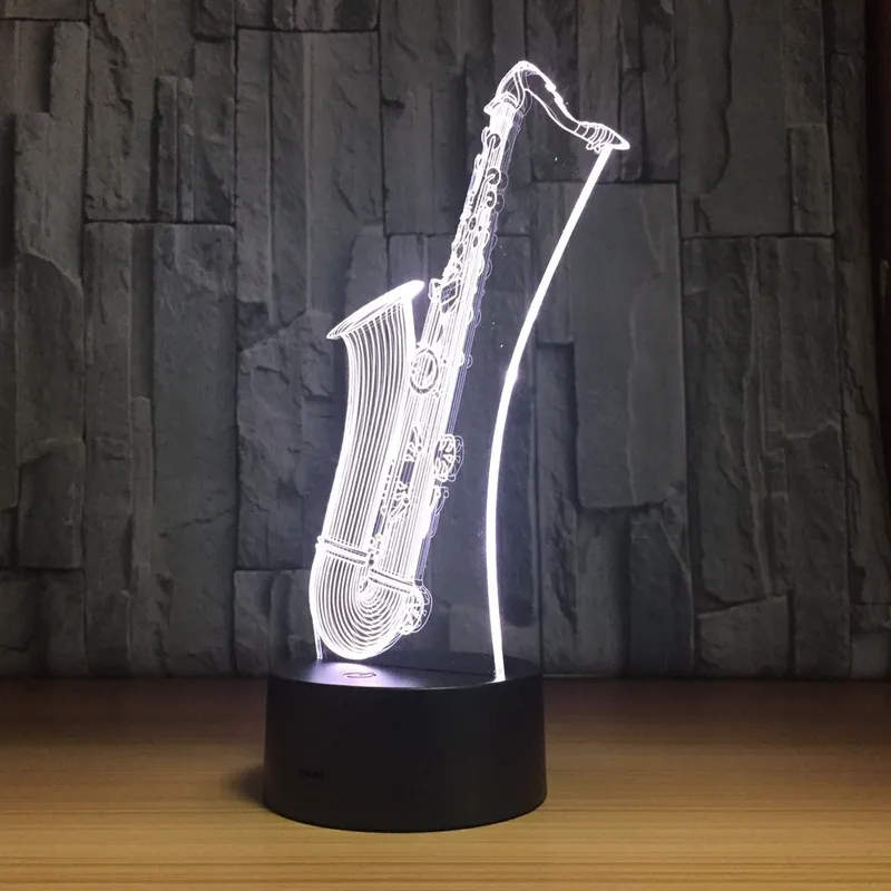 2018 Nueva LED De Luz De La Noche De La Lámpara USB Saxofón 3D es Del ...