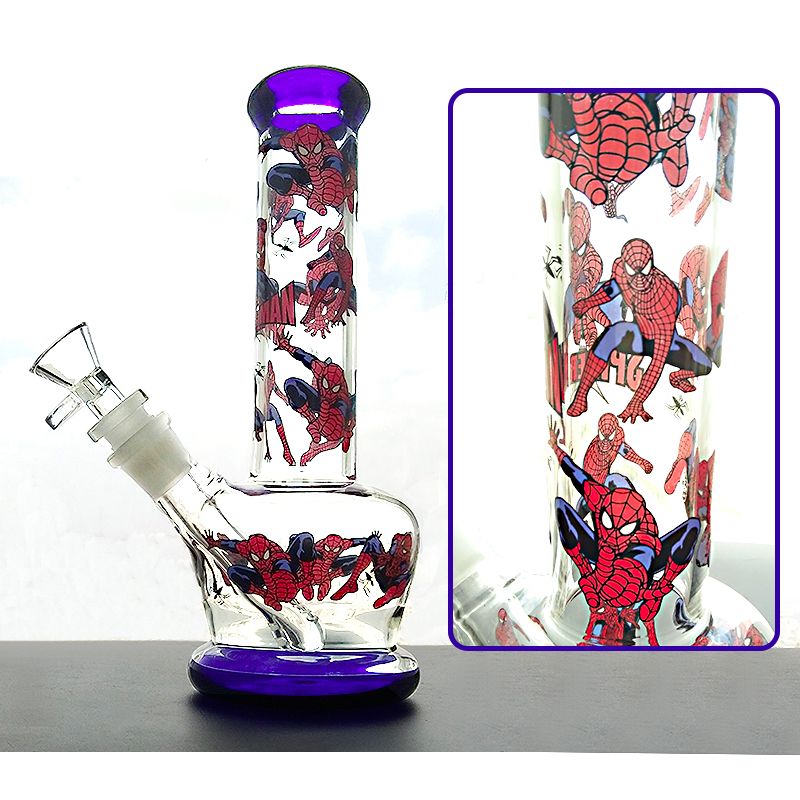 Glass Bong Spider Man Water Pipe Smoking Bongs Glass Pipes 14.4mm Hookah