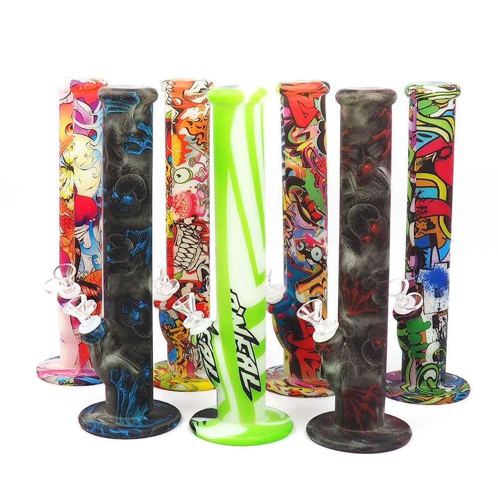 2020 14 Straight Bong Unbreakable Smoking Water Pipe Artwork With 14mm ...