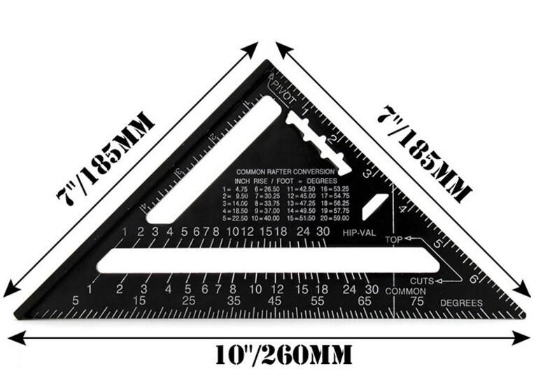 2021 Triangle Ruler Measuring Tool Black Aluminum Alloy Square Layout ...