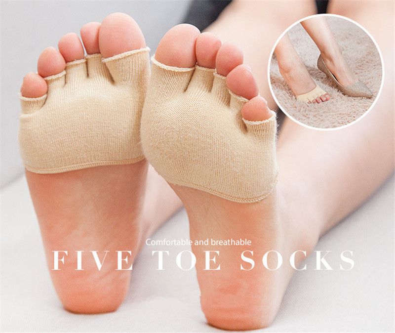 Summer Fashion Cotton Five Toe Socks Women Invisible Toe Socks Non Slip ...