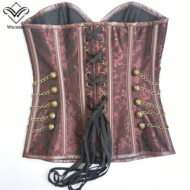 2022 Steampunk Corset With Clasp Fasteners/ Chain Steel Bone Corset ...