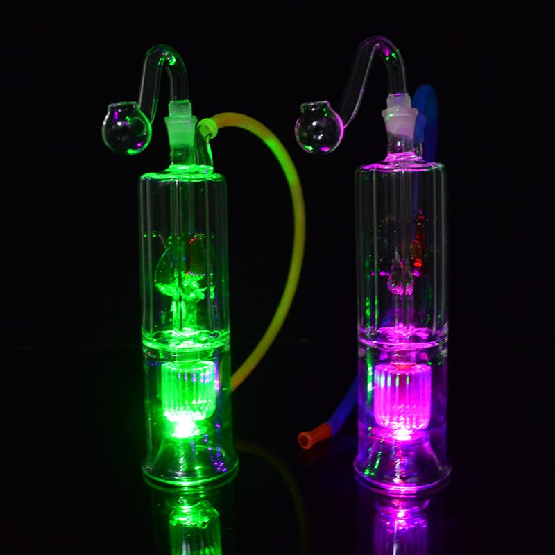 2021 Small Oil Rigs LED Light Bong Heady Glass 2 Layer Dab Rigs Bongs ...