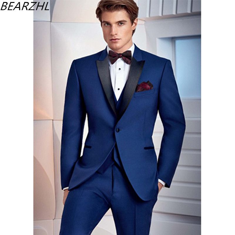 Compre Bespoke Homens Ternos Azul Royal Desgaste Noivo Personalizado De ...