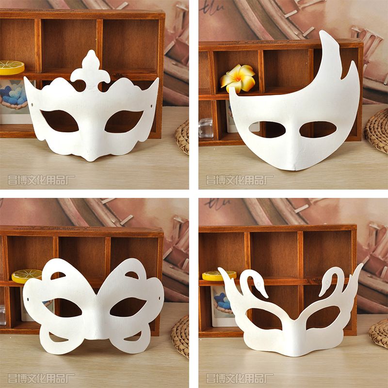 DIY Mask Hand Painted Halloween White Face Mask Zorro Crown Butterfly ...