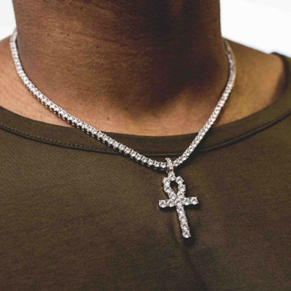 Wholesale Mens Bling Iced Out CZ Egyptian Ankh Key Pendant Necklace Hip ...