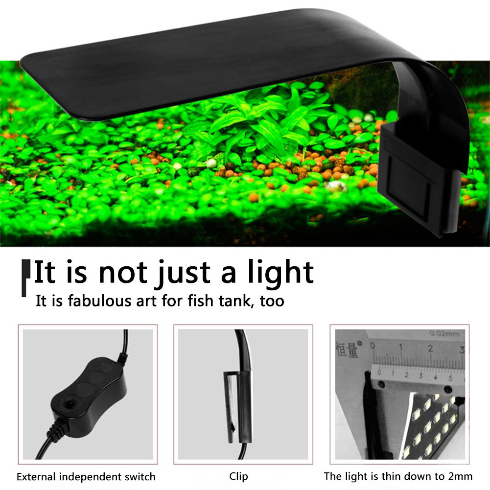 2020 Super Slim LED Aquarium Light Lighting Plants Grow Light 10W ...