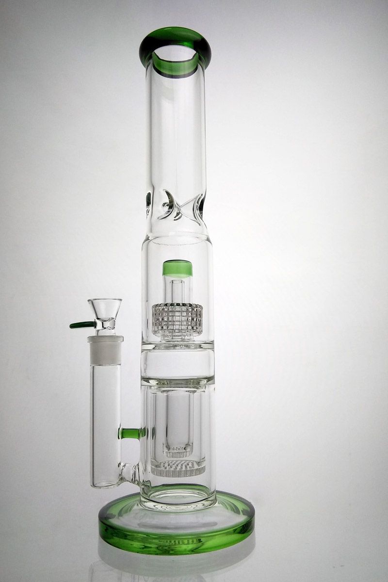 Honeycomb Bongs Glass Bong Dab Rig 2 Layer Water Pipe Straight Tube ...