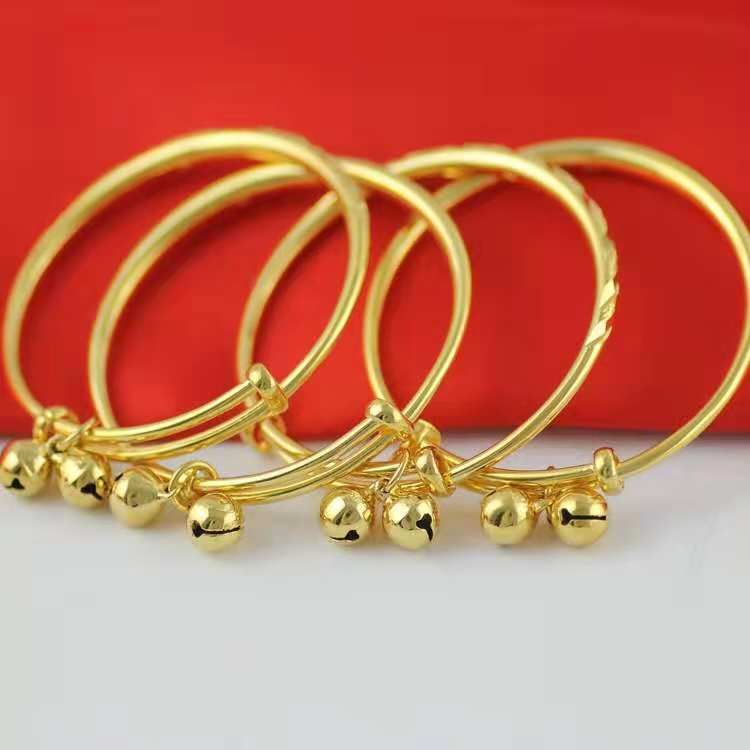 Sweet Children Jewelry Baby Bells Bracelet Bangles 24K Yellow Gold ...