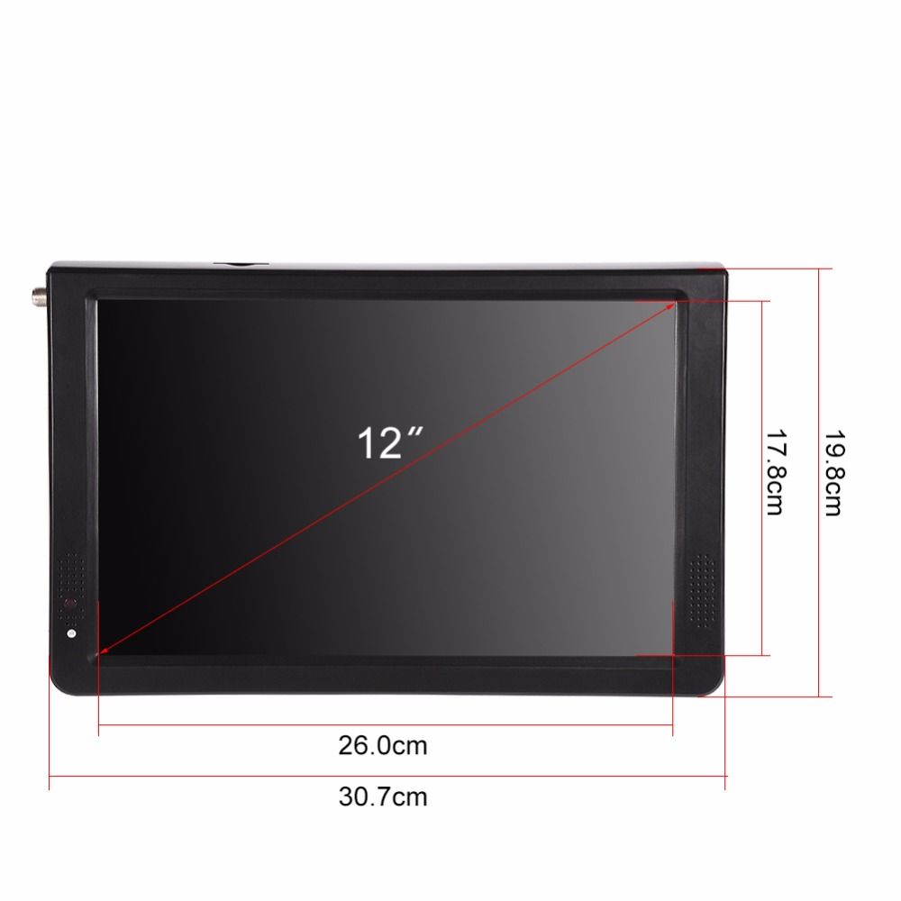12 Inch Big Size Portable TV 110V 240V ATSC 16:9 Digital Car TV 1080P ...