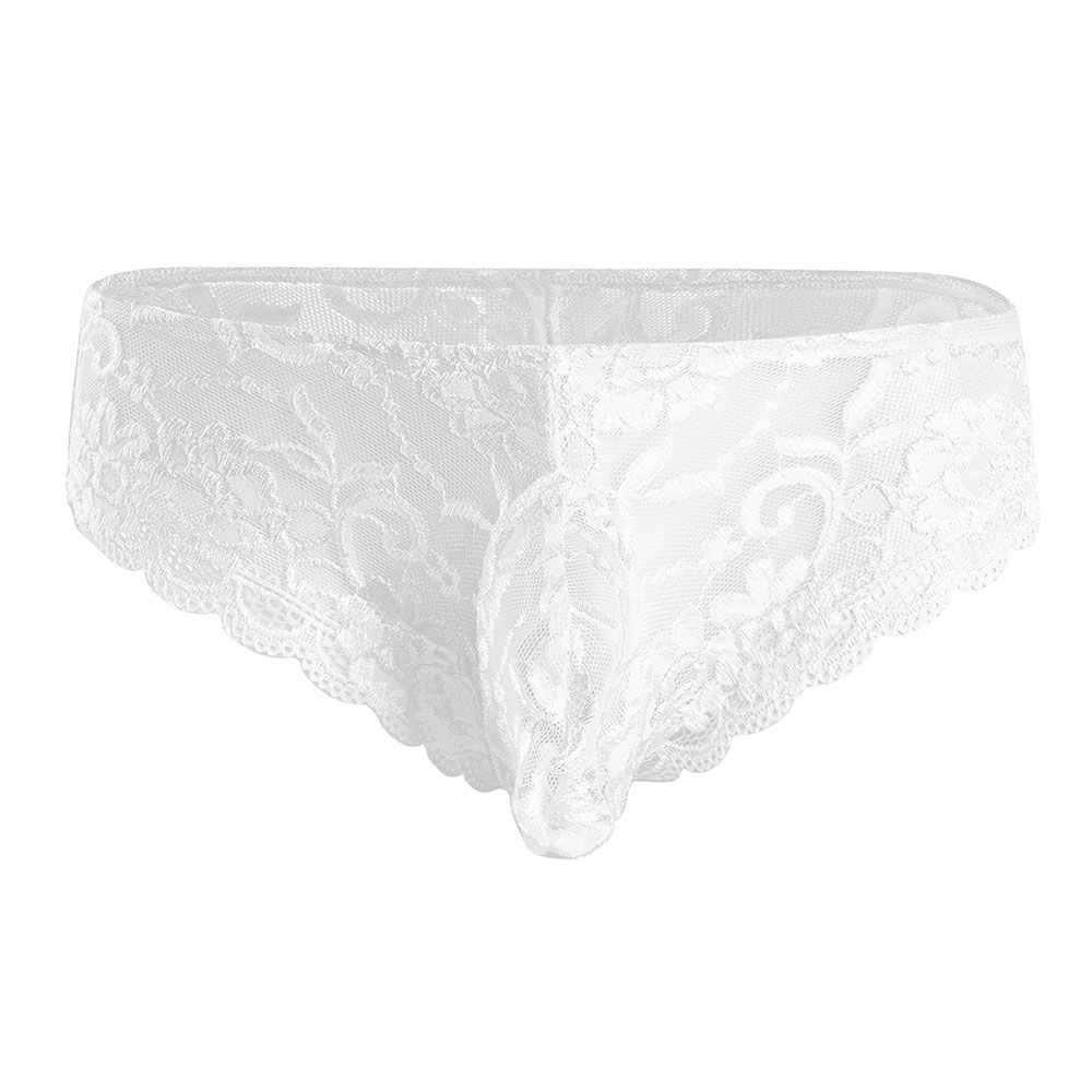 IEFiEL Brand Men Lingerie Lace Floral Bulge Pouch Low Rise Bikini ...
