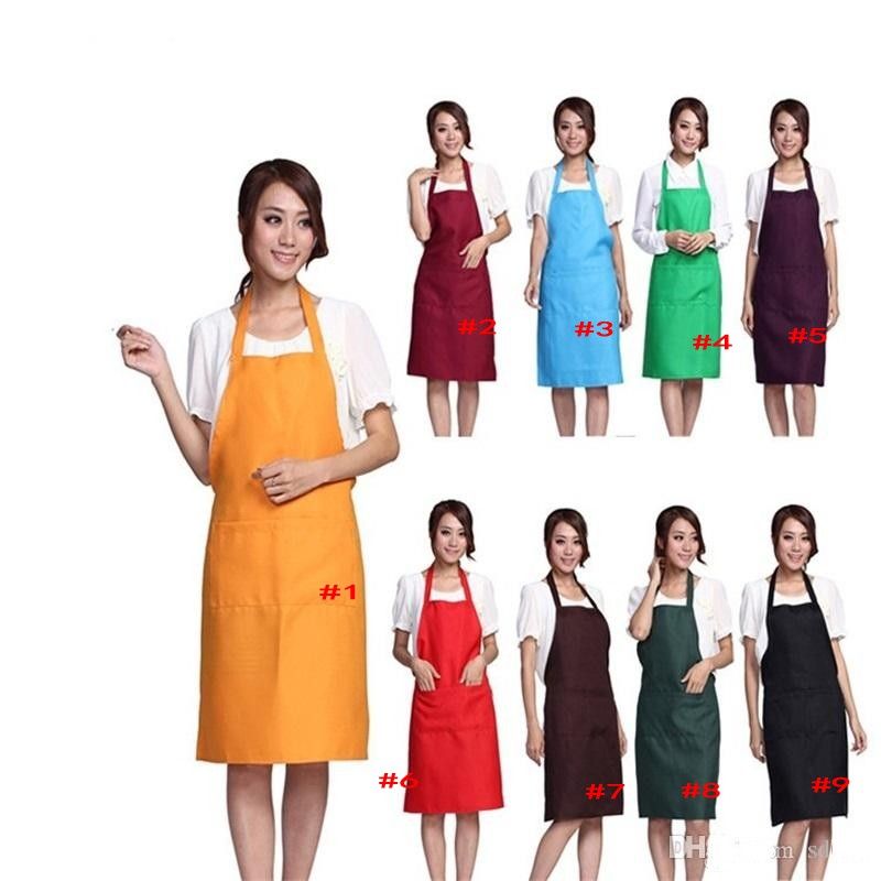 Solid Color Apron Kitchen Clean Accessory For Multi Function Household ...