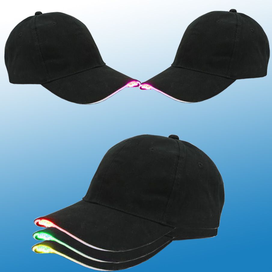 2021 LED Baseball Caps Cotton Black Shining LED Light Ball Caps Glow In ...