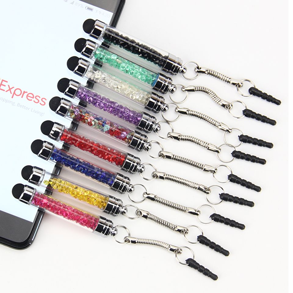 2020 Crystal Mini Stylus Pen With 3.5mm Dustproof Plug Capacitive Touch ...