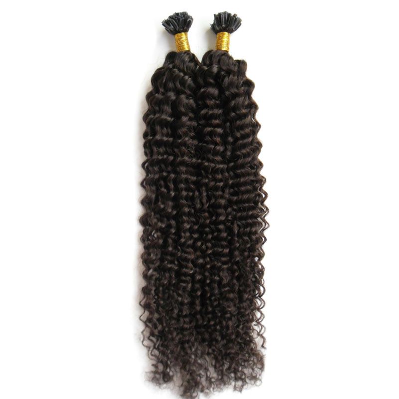 Brazilian Kinky Curly Keratin Tip Human Hair Extension 1g/S Curly ...