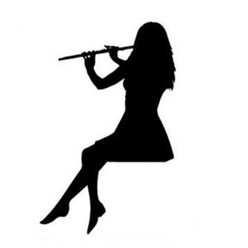 Girl Flute Player Silhouette