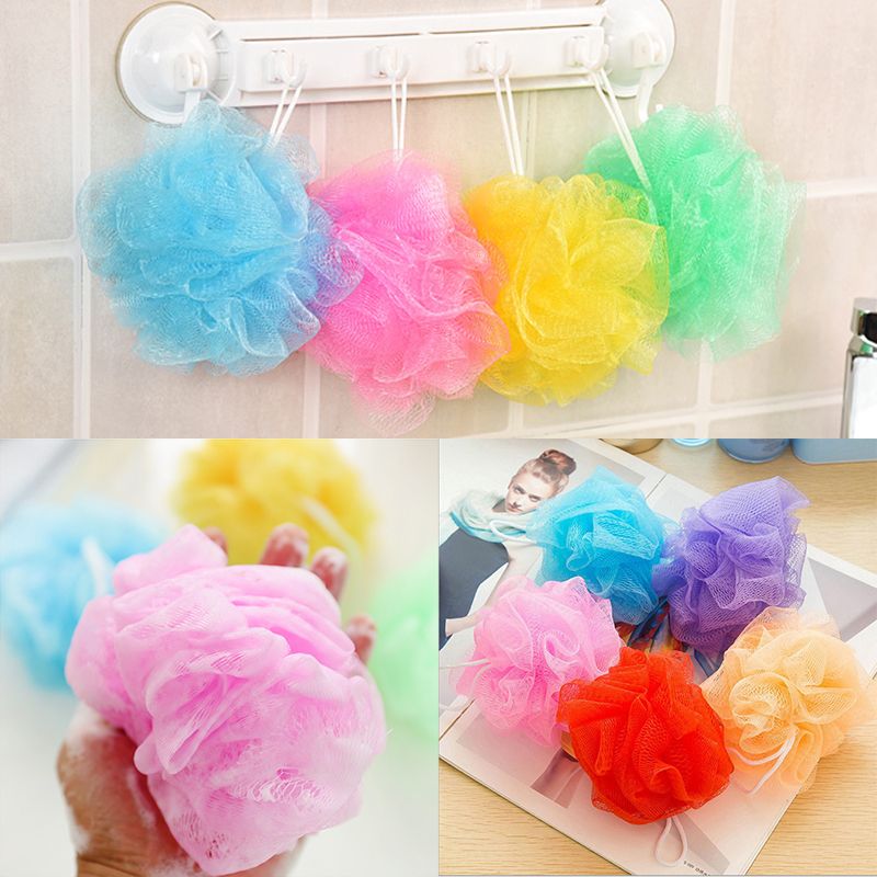 New Multicolour Bath Ball Shower Body Bubble Exfoliate Puff Sponge Mesh
