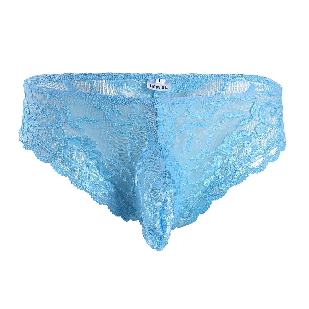 IEFiEL Brand Men Lingerie Lace Floral Bulge Pouch Low Rise Bikini ...