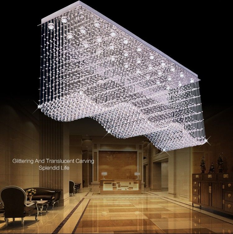 Modern Raindrop LED Crystal Chandelier Lighting Square Wave Crystals ...