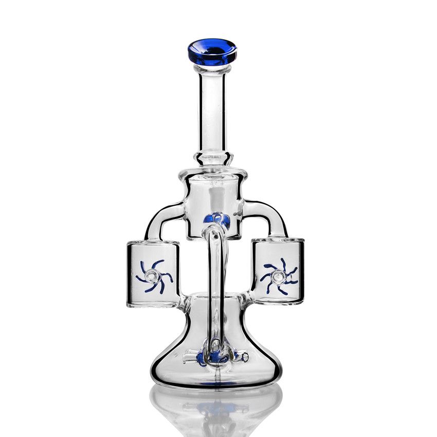 Dropshipping Klein Recycler Twin Cage Glass Bong With 14mm Bowl Smoke ...