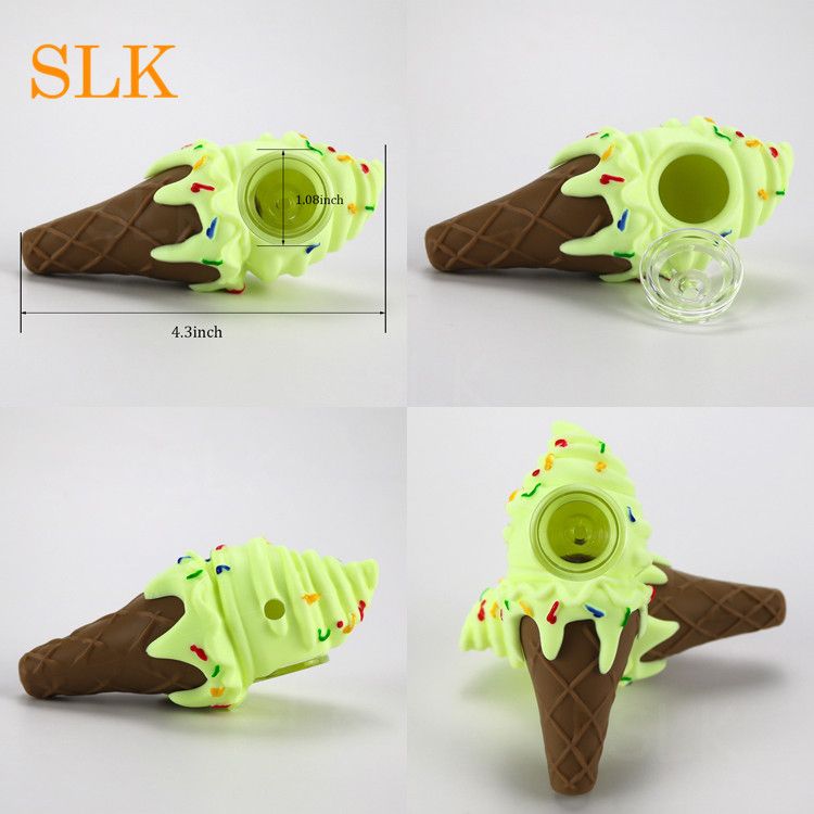 2022 Modern Design Silicone Pipe Ice Cream Dry Herb Rubber Smoking ...