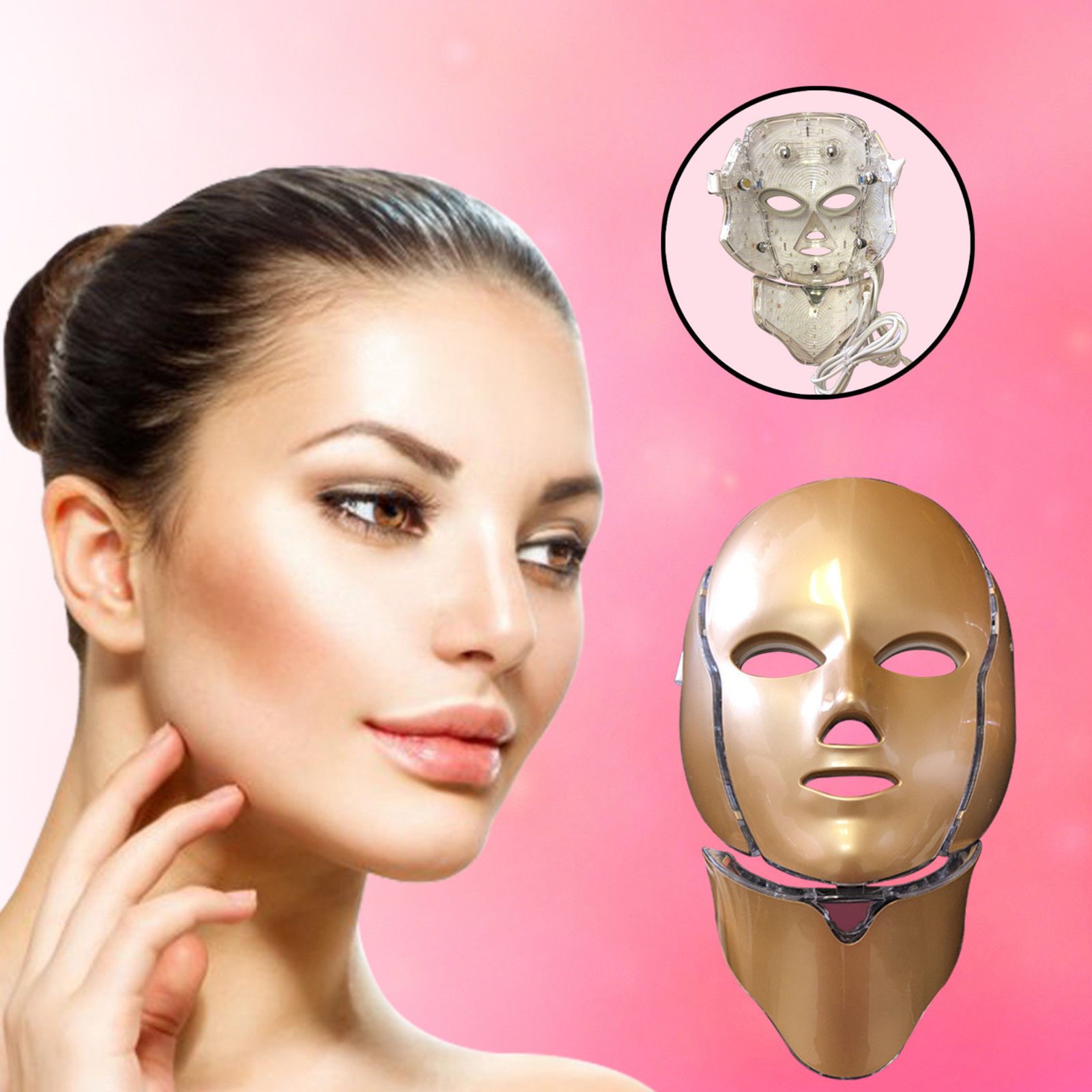 PDT Light LED Photon Facial Mask Neck Face Home Skin Care Rejuvenation ...