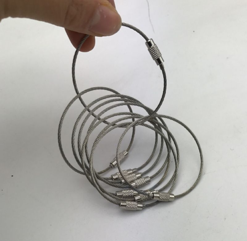 Wire Rope Key Chain Stainless Steel Wire Keychain Outdoor Hiking ...