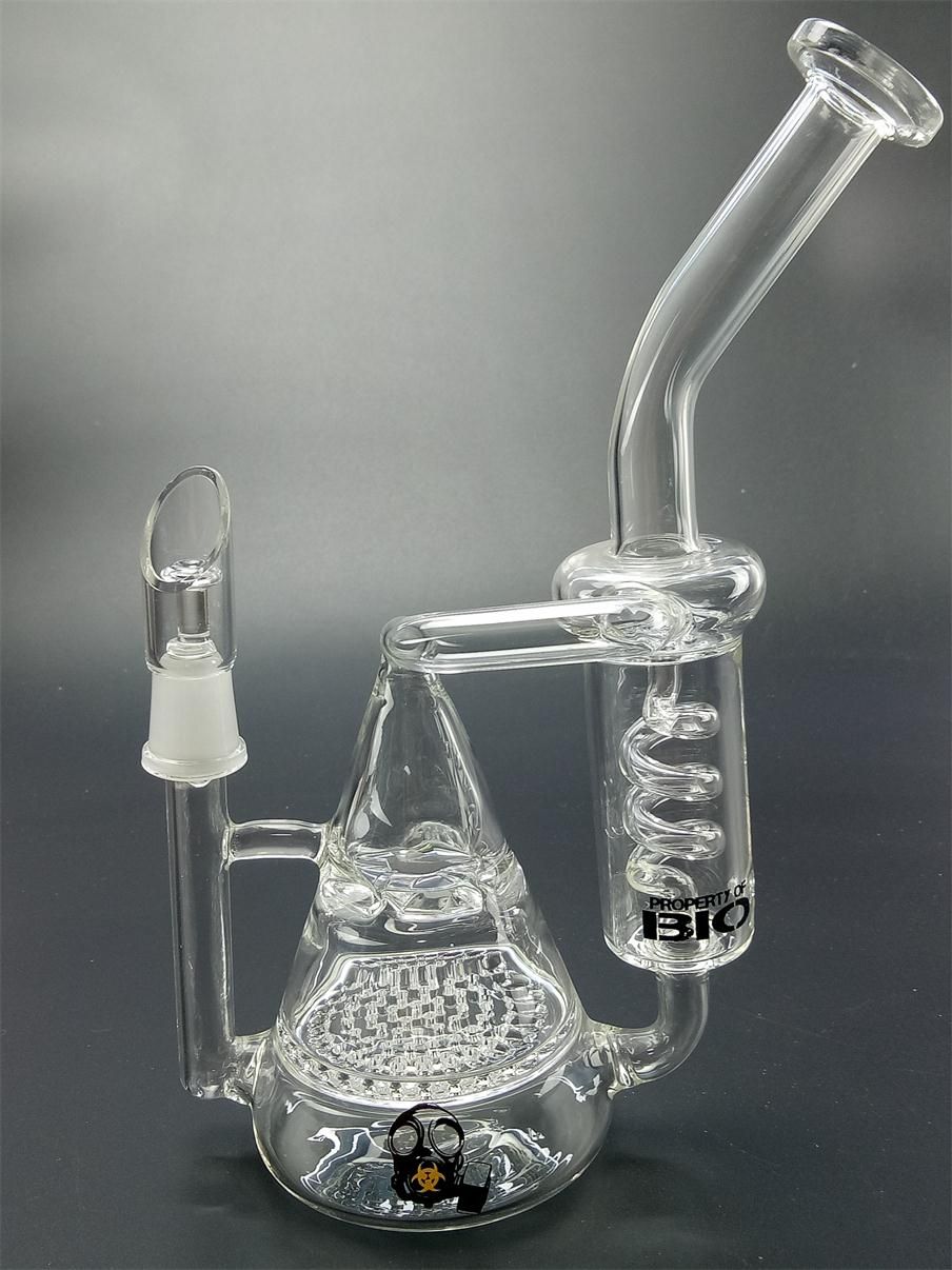 BIO Bong Water Pipes Double Recycler Honeycomey To Turbine Prec Glass ...