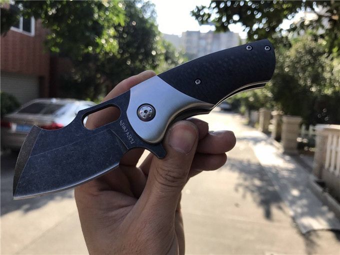 2017 New High End Flipper Folding Knife D2 Black Stone Wash Blade ...