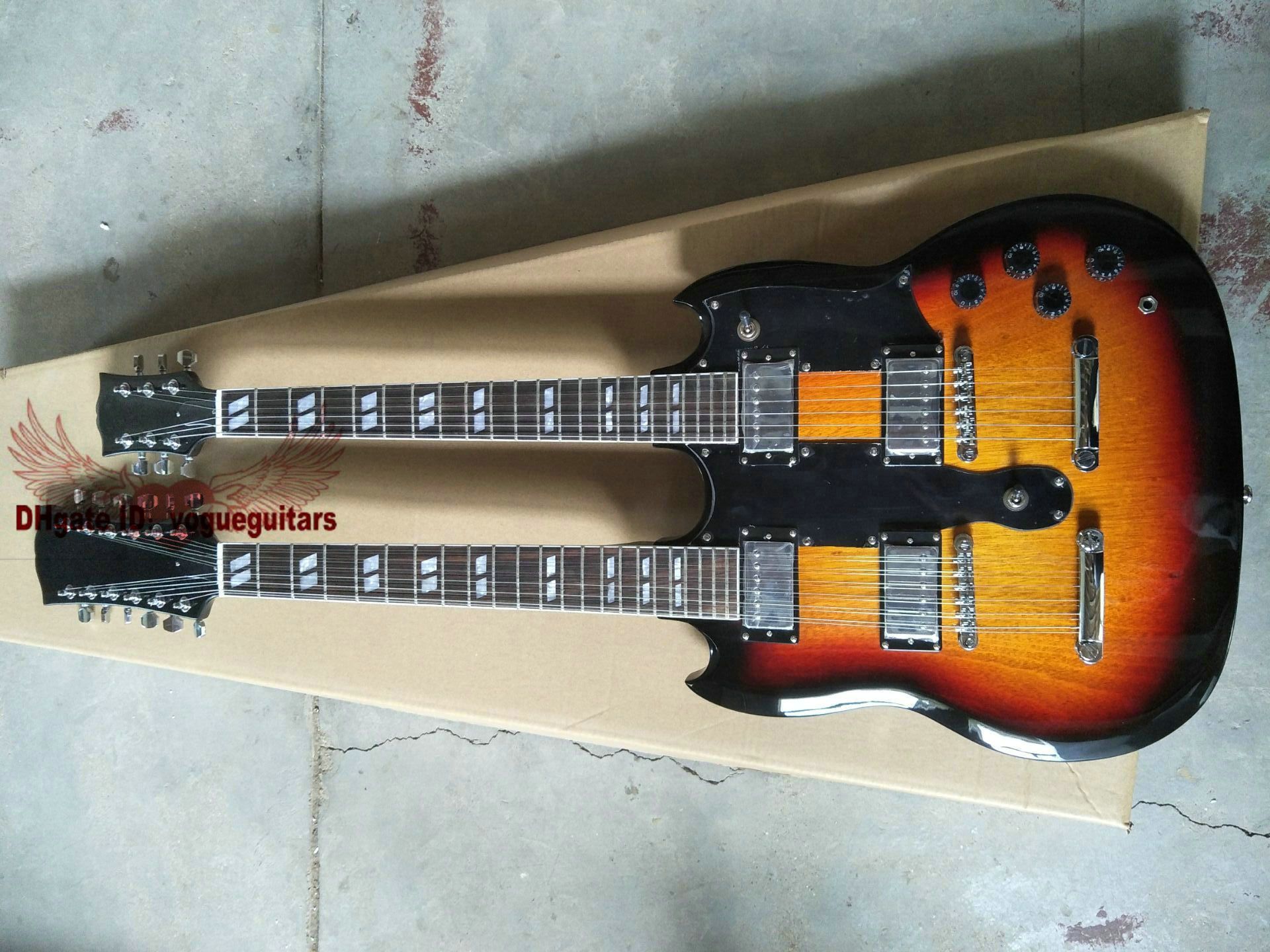 Double Neck Electric Guitar 1275 Double Neck Signed Aged Body Sunburst ...