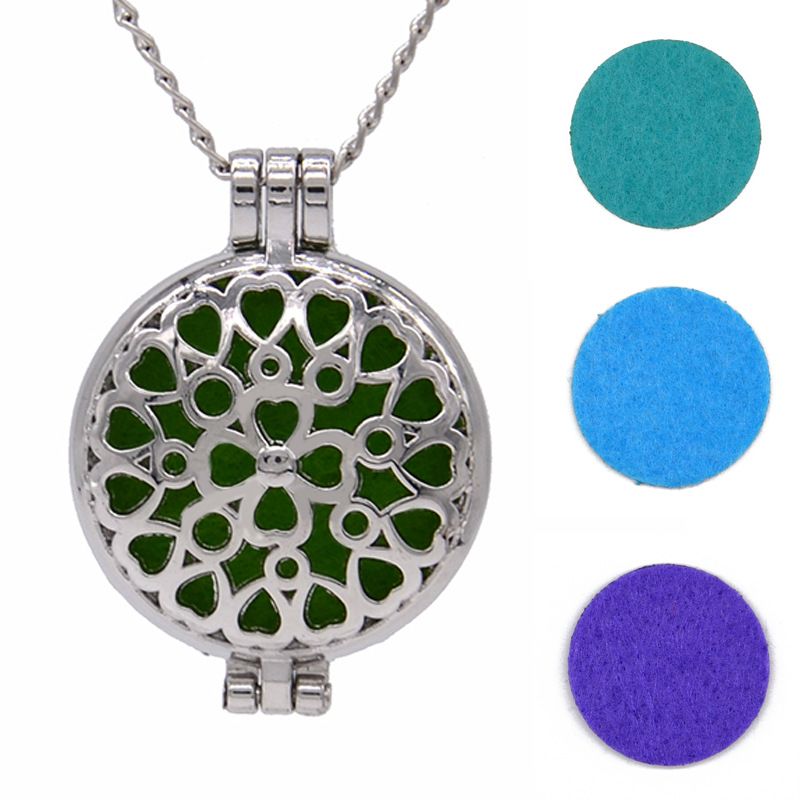 Collar De Difusor De Aroma Abierto Vintage Medallones De Plata Colgante ...