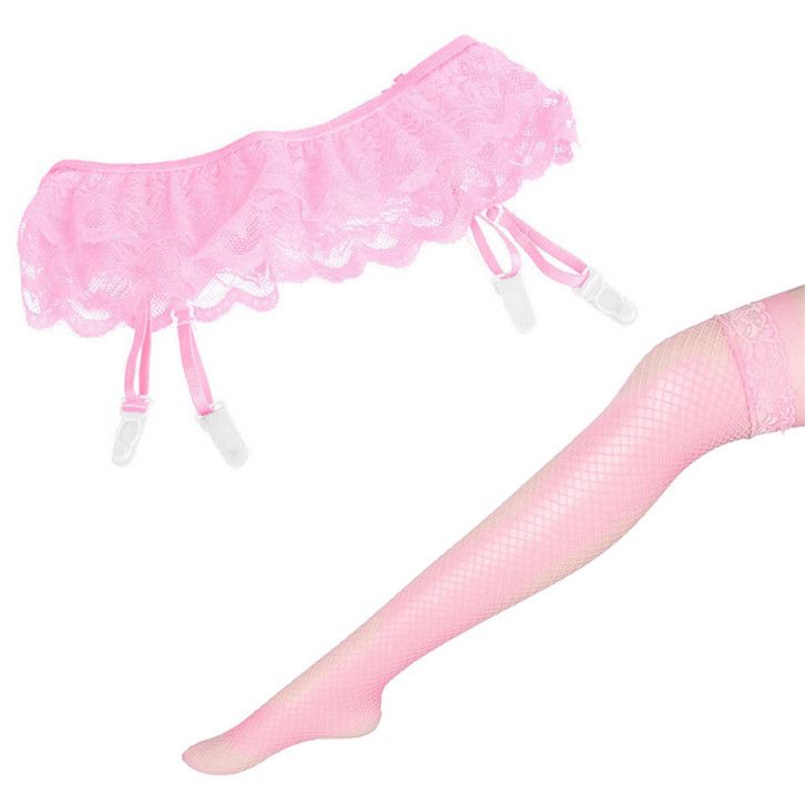 Hollow Lace Garters Set Sexy Transparent Lace Garter Stocking +G String ...