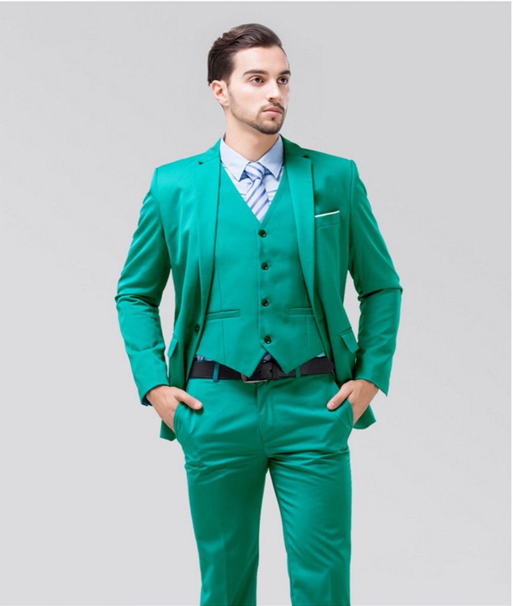Sunshine Energetic Turquoise Groom Tuxedos Notch Lapel Center Vent Mens ...