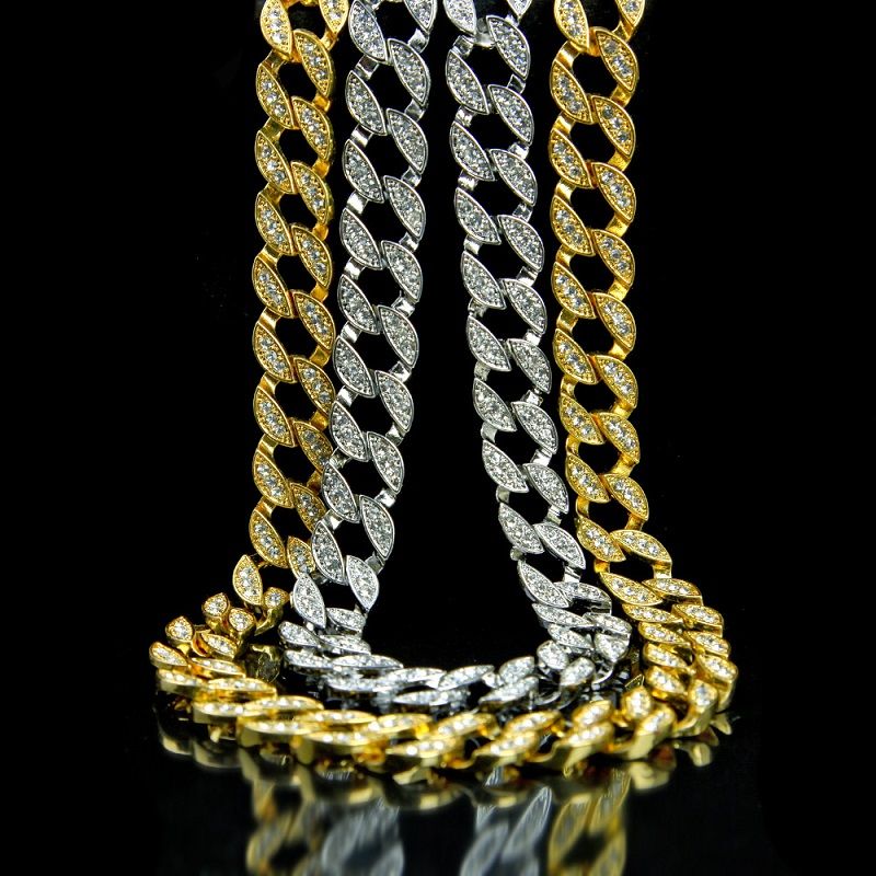 Iced Out Hip Hop Bling Cadenas Joyas Hombres Rhinestone Crystal Gold ...