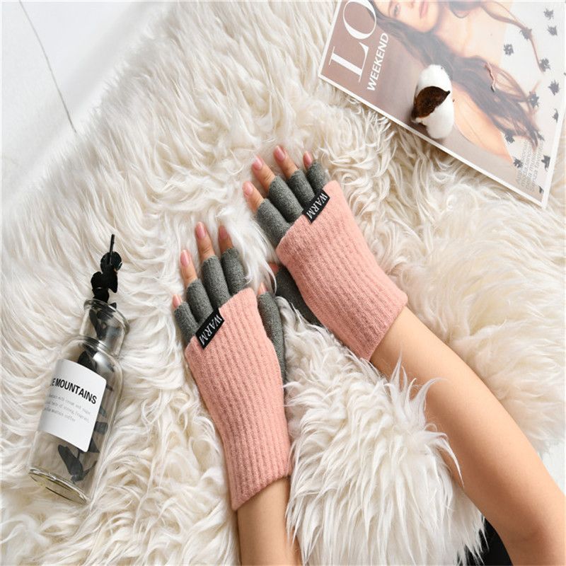 2020 Knitting Fingerless Gloves Women Fashion Lady Casual Autumn Winter ...