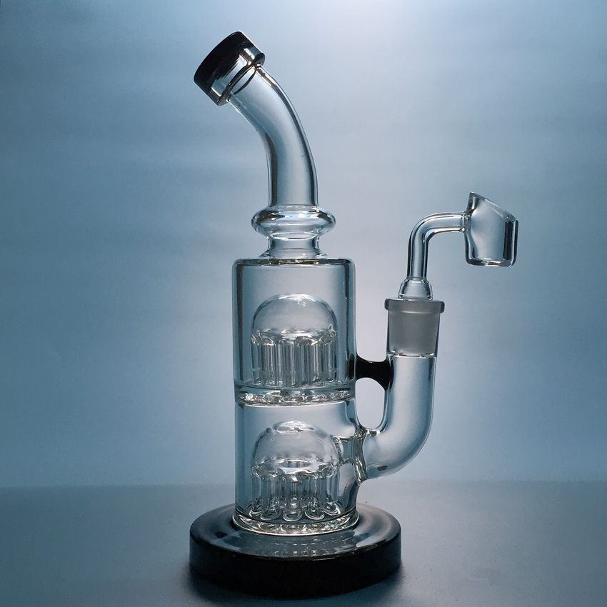Wholesale Double Tree Perc Bong 5mm Thickness Glass Bong Bent Neck ...