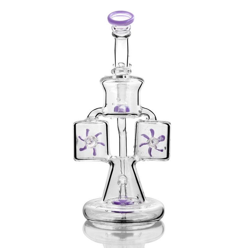 Dropshipping Klein Recycler Twin Cage Glass Bong With 14mm Bowl Smoke ...