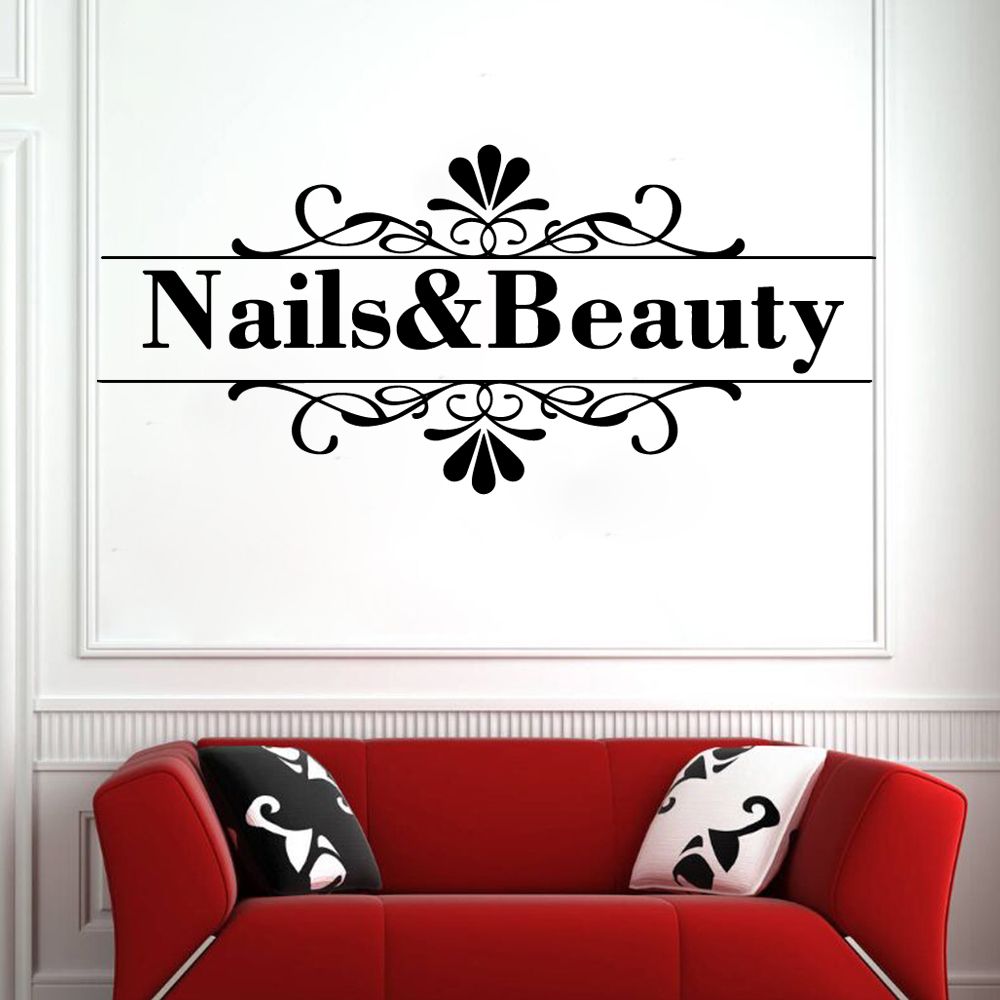 Nail Art Vinyl Nail Beauty Wall Sticker DIY Wallpaper For Nail Salon ...