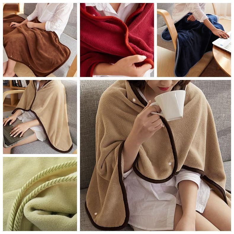 Soft Warm Flannel Blanket Cloak With Winter Warm Solid Color Buttons ...