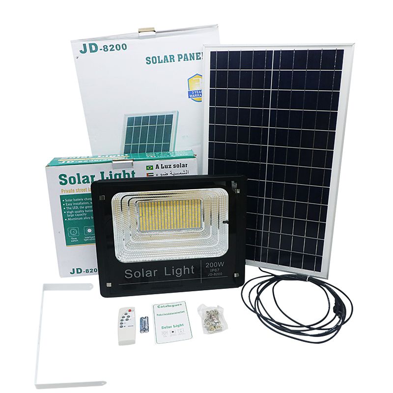 2021 200W Remote Control Solar LED Flood Light Wall Street Light Garden ...