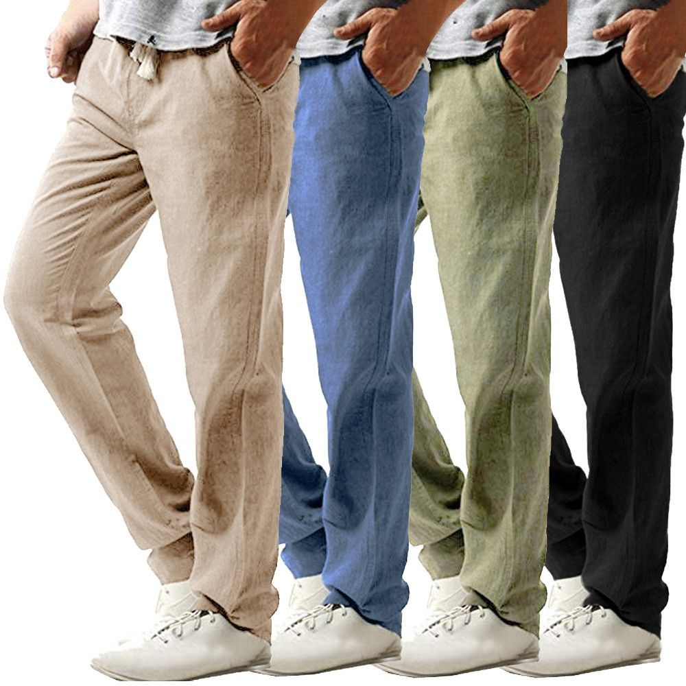 2020 Men Cargo Pants 2019 Summer Mens Casual Slim Strandhosen Linen