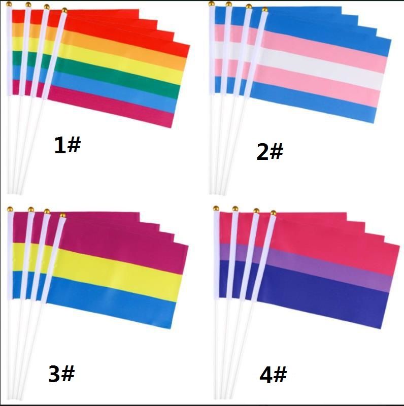 2021 14*21cm Gay Pride Small National Flag Rainbow Hand Waving Flags ...