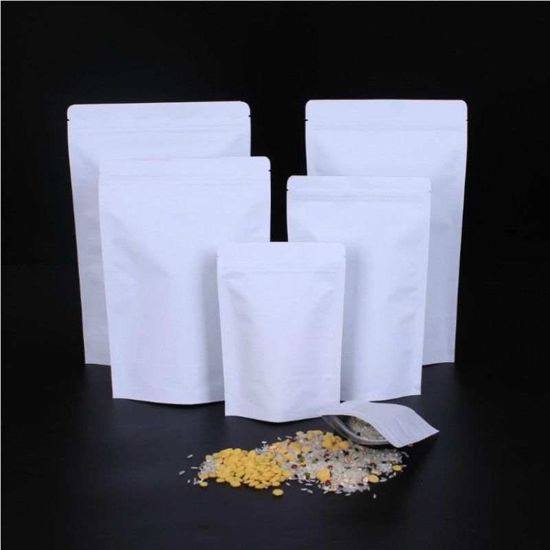 2020 Zipper White Kraft Aluminizing Pouch Stand Up Kraft Paper ...