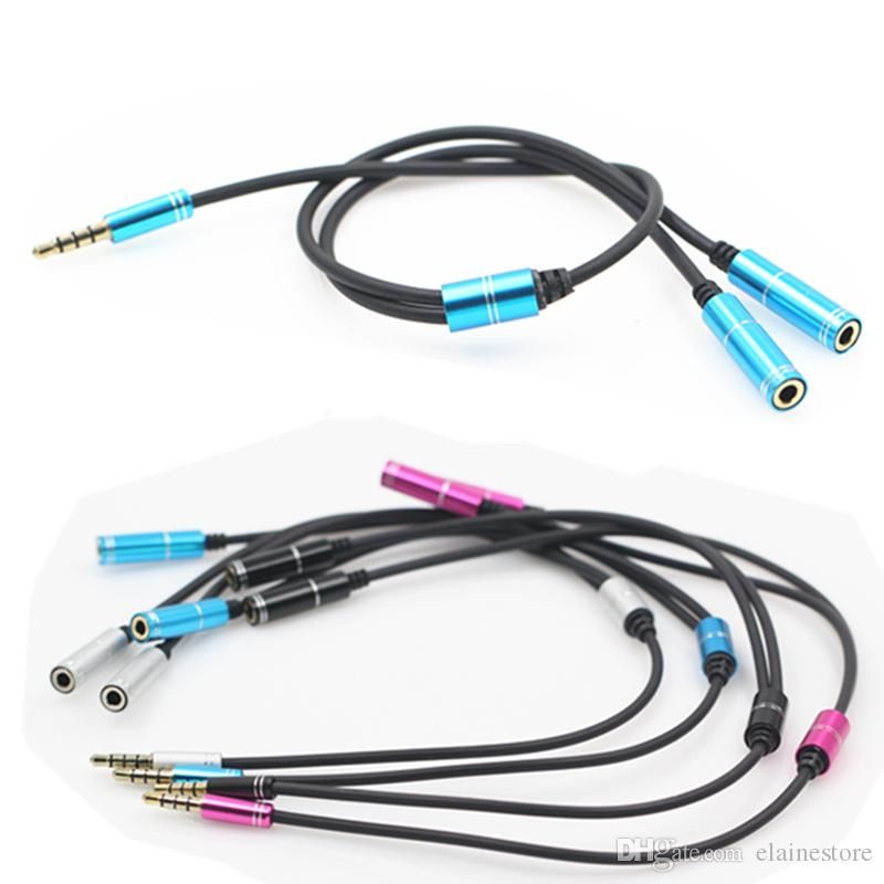 2020 New Audio Aux Splitter 3.5mm Audio Cable Male Jack To 2 Double ...