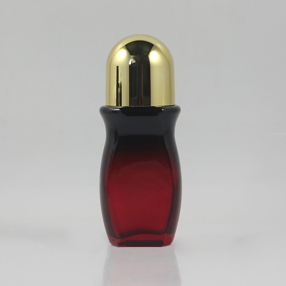 Massage Oil Red Glass Empty 50ml Roll On Bottle With Blackgold Lid Art Deco Perfume Bottle Art