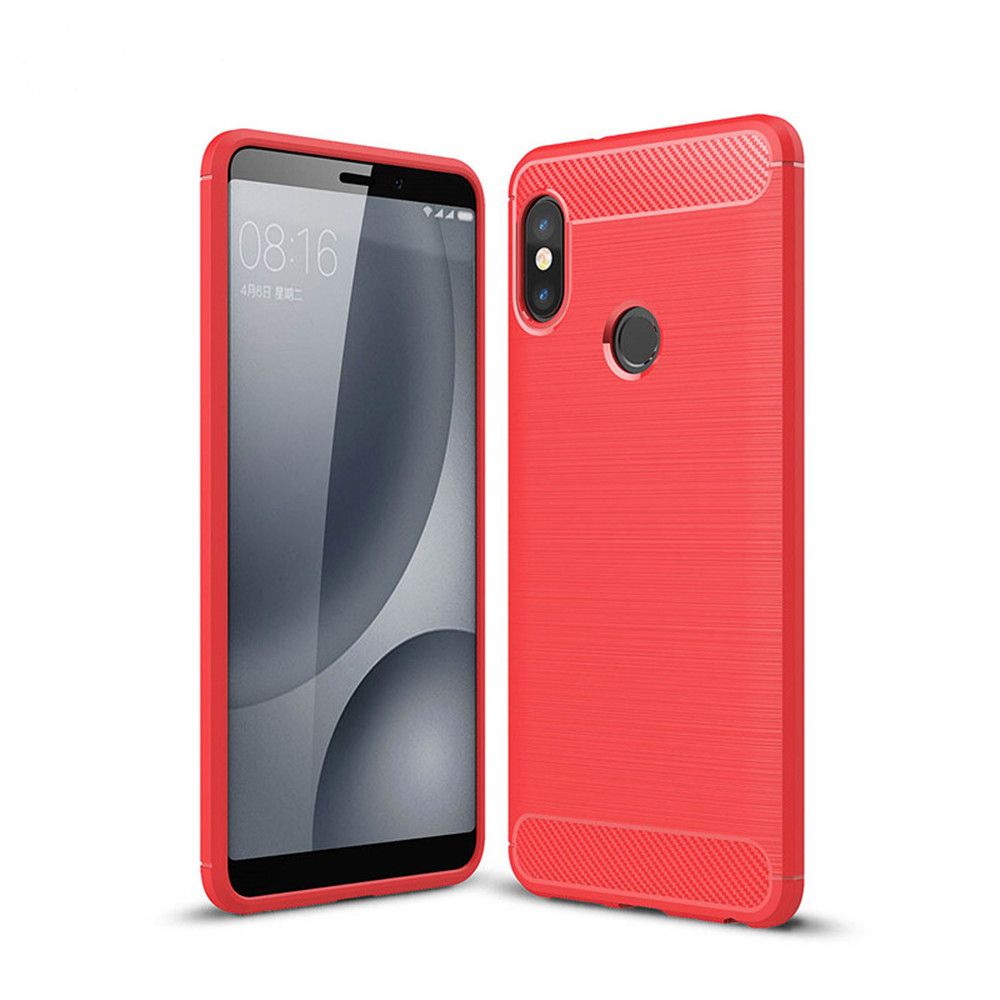 Case For Redmi Note 5 Pro Shockproof Back Cover Solid Color Soft Carbon ...