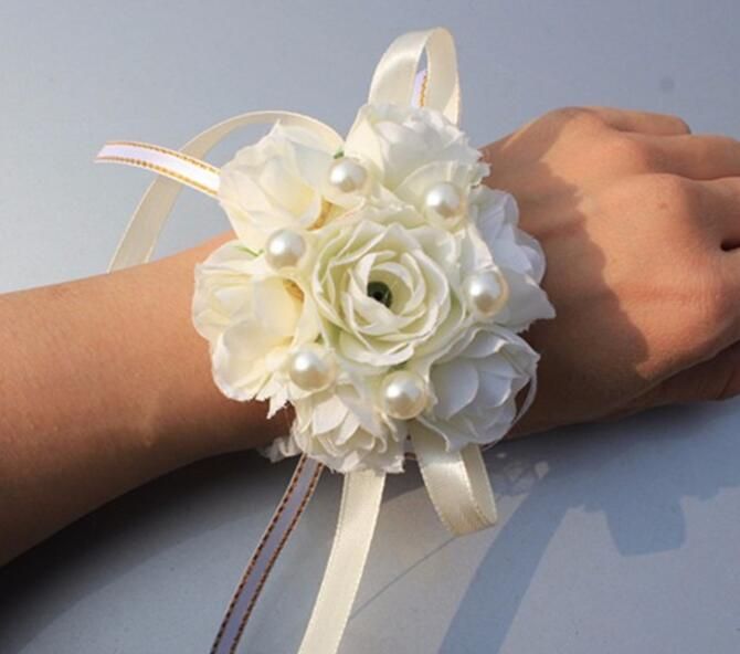 2020 Girls Bridesmaid Wrist Flowers Wedding Prom Party Corsage Bracelet ...